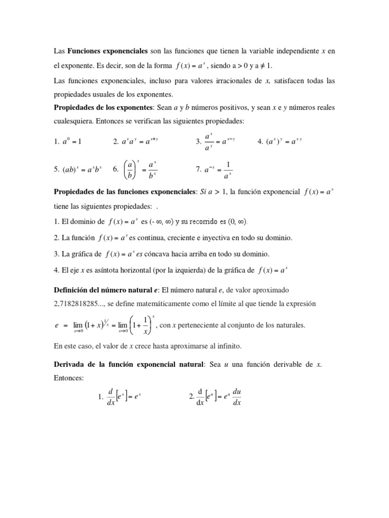 Derivadas Exponenciales PDF | PDF | Funcion exponencial | Derivado