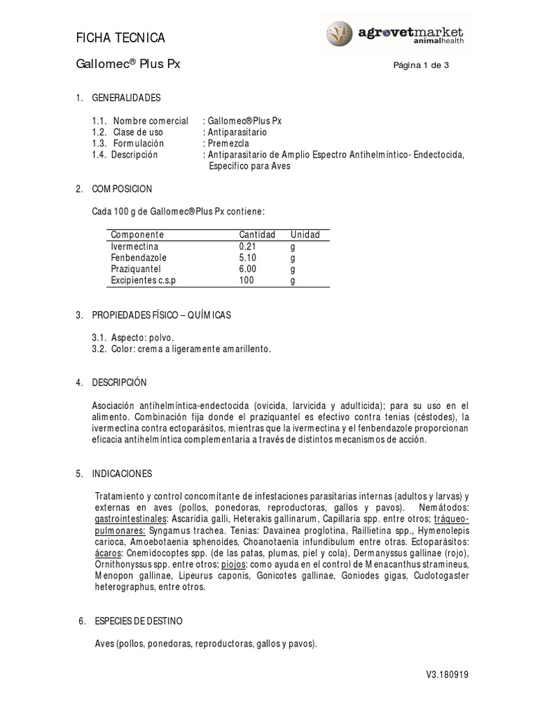 Gallomec Plus PX - 371 PDF | PDF | Alimentos | Bienestar