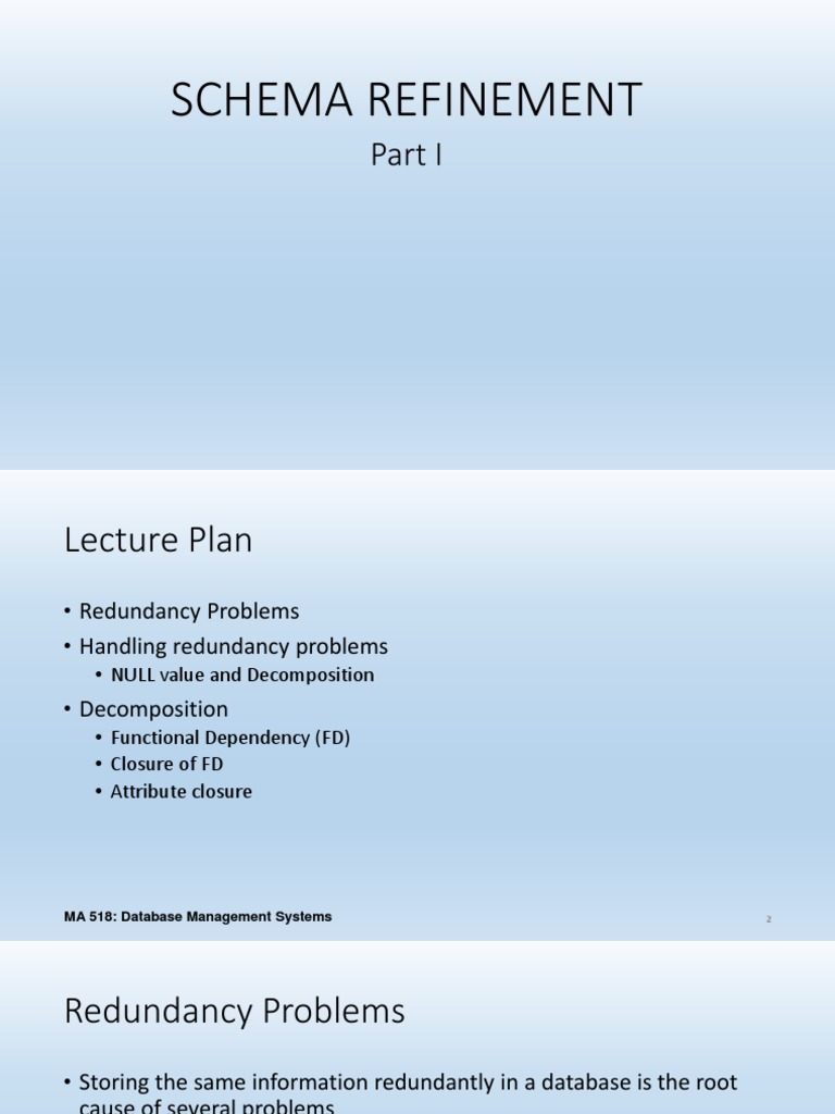 Lec18 SchemaRefinement I PDF | PDF | Software Design | Data Management