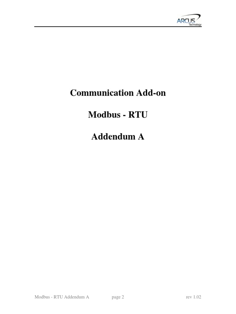 Communication Add-On Modbus - RTU Addendum A | PDF | Computer Data ...