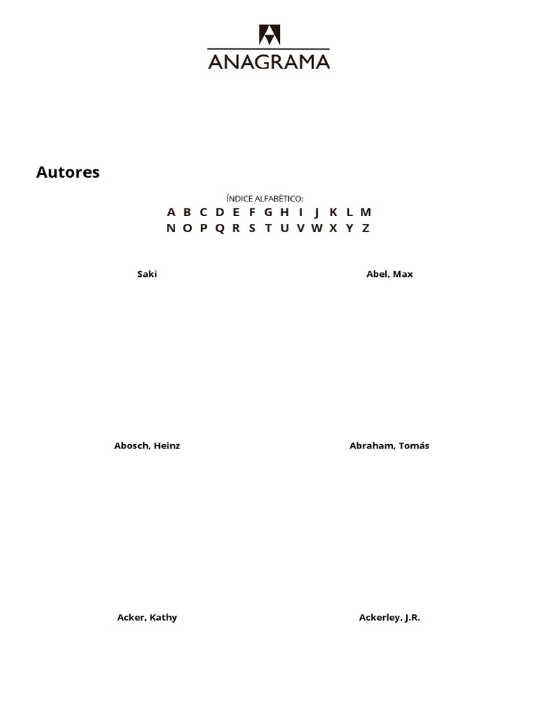 Autores - Editorial Anagrama | PDF