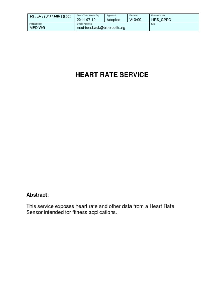 Heart Rate Service: Bluetooth® | Download Free PDF | Bluetooth | Science
