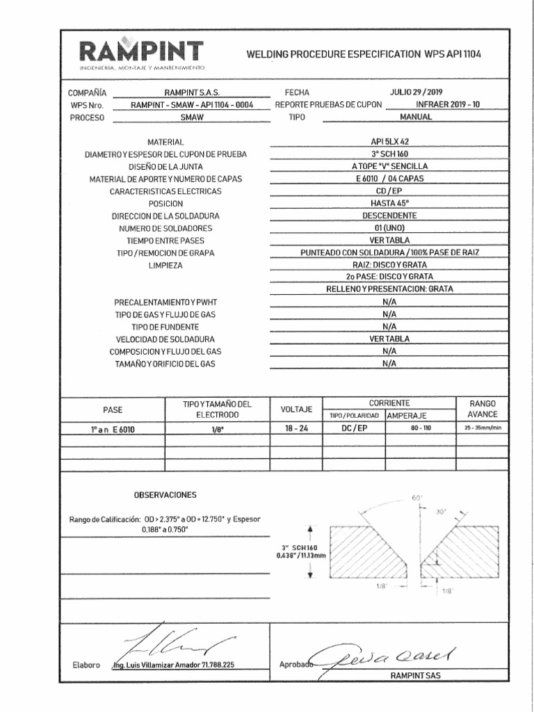 WPS Tuberia API 5L X42 Diametros 4 A 12 E6010 PDF | PDF