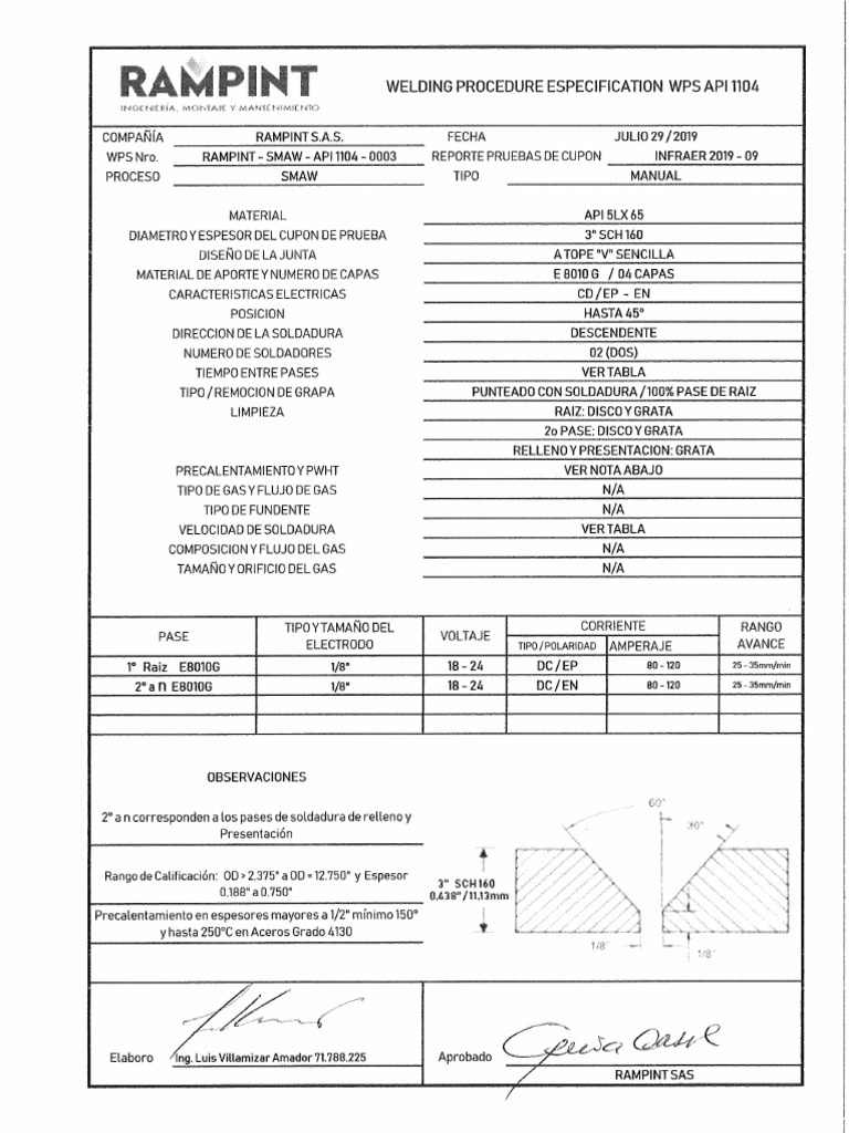 WPS Tuberia API 5L X65 Diam 2 A 12 | PDF