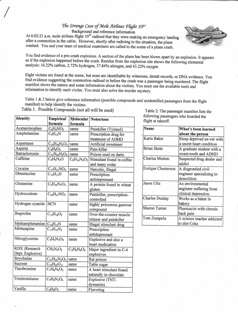 The Strange Case of Mole Airlines Flight 1023 REFERENCE SHEET | PDF