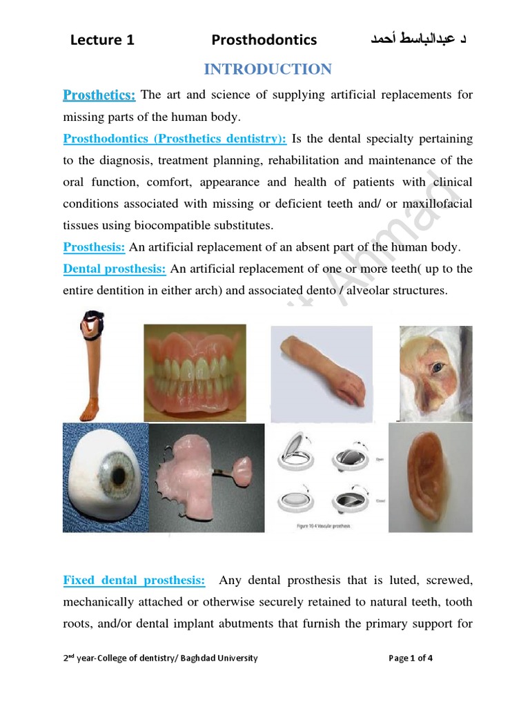 Lecture 1 | PDF | Prosthodontics | Dentistry