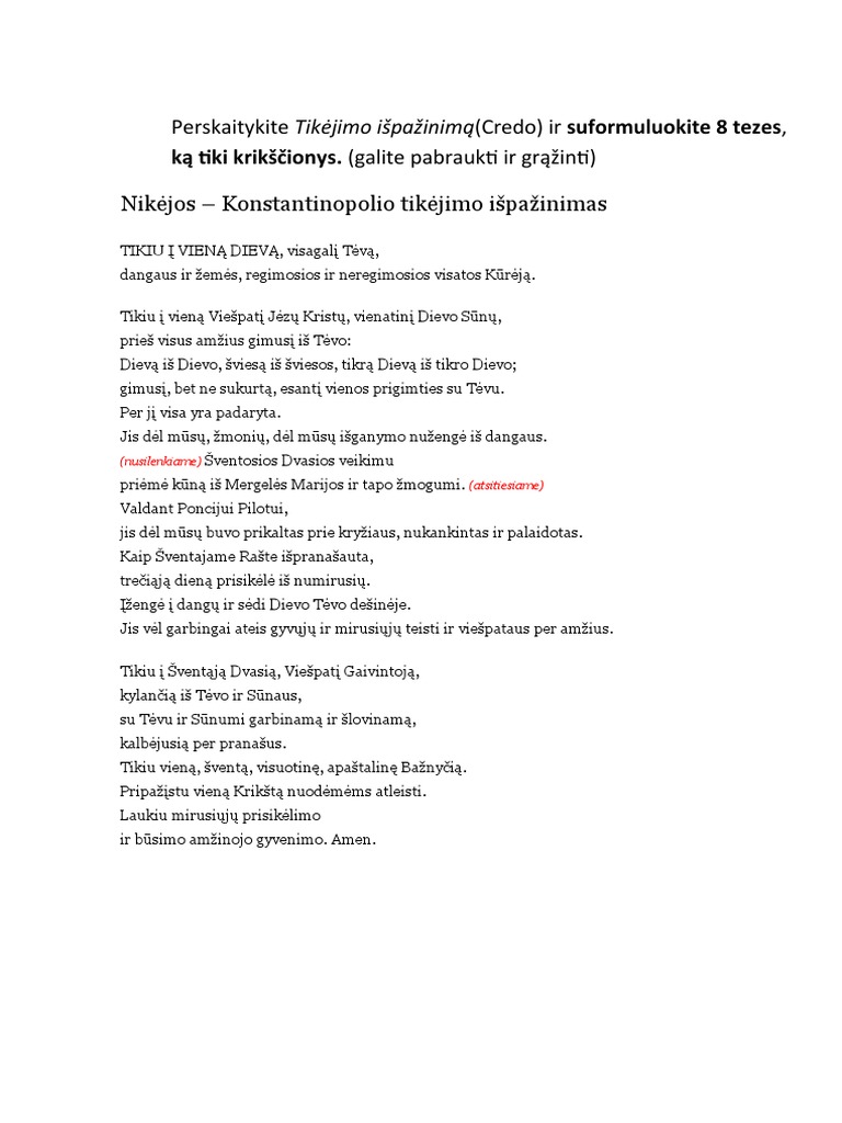 Perskaitykite Tikejimo Ispazinima | PDF