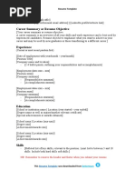 Tabular Resume Template Guide | PDF