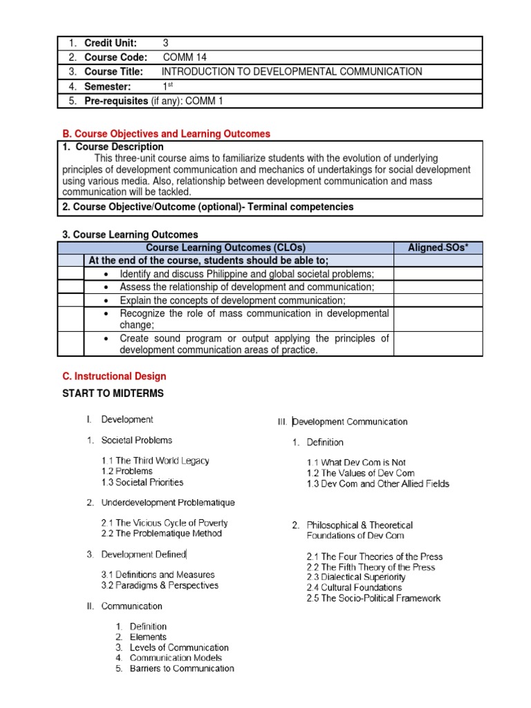B. Course Objectives and Learning Outcomes | PDF