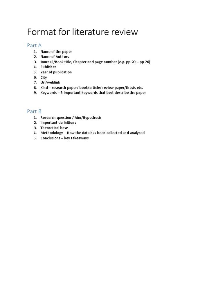 Format For Literature Review PDF | PDF | Career & Growth