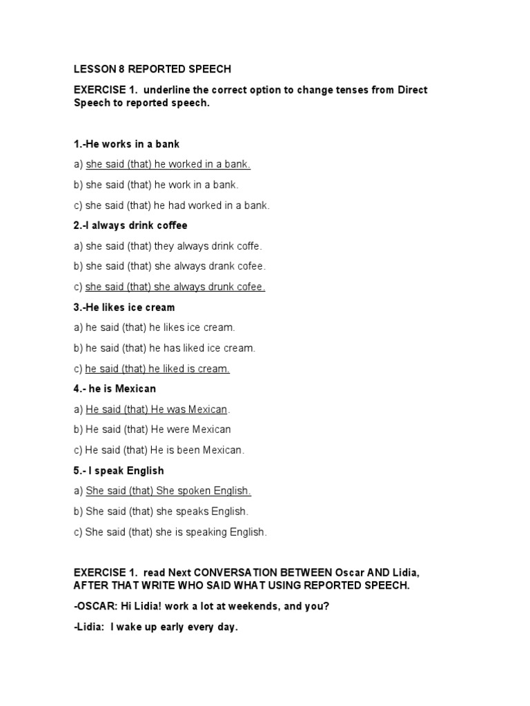 Lesson 8 Reported Speech | PDF