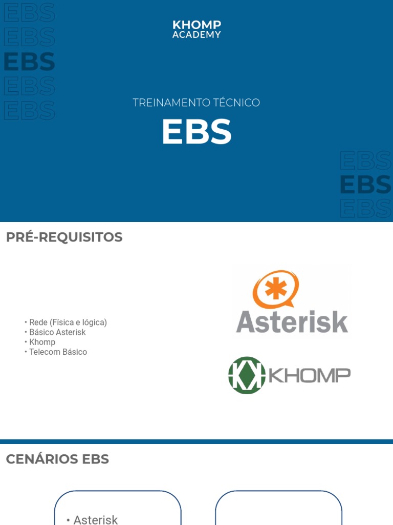 Treinamento Técnico EBS Khomp | PDF | Protocolo de início de sessão (SIP) | Voz sobre IP (VoIP)