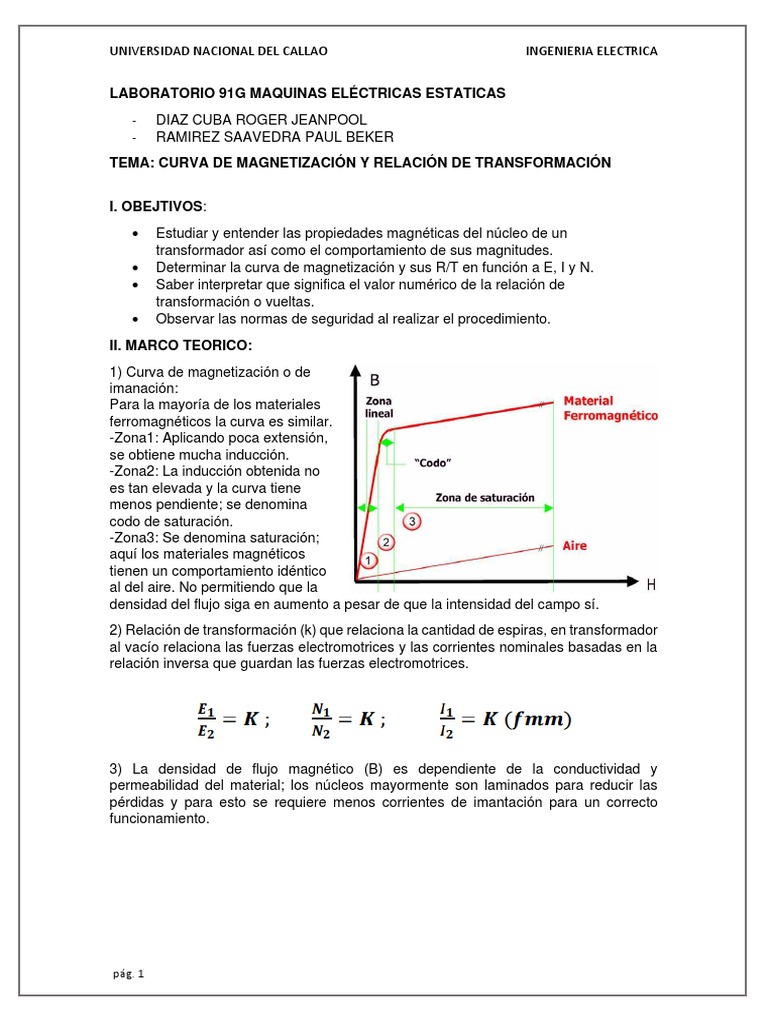Curva de Magnetización y Transformación | PDF | Transformador ...