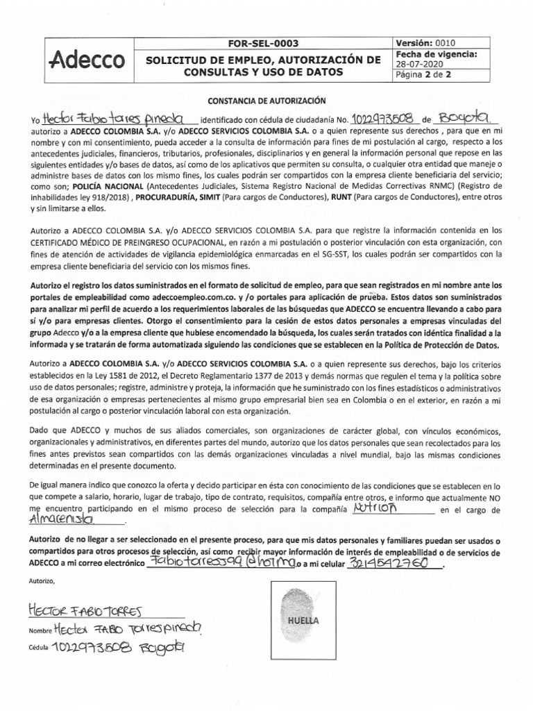 Formatos Adecco | PDF