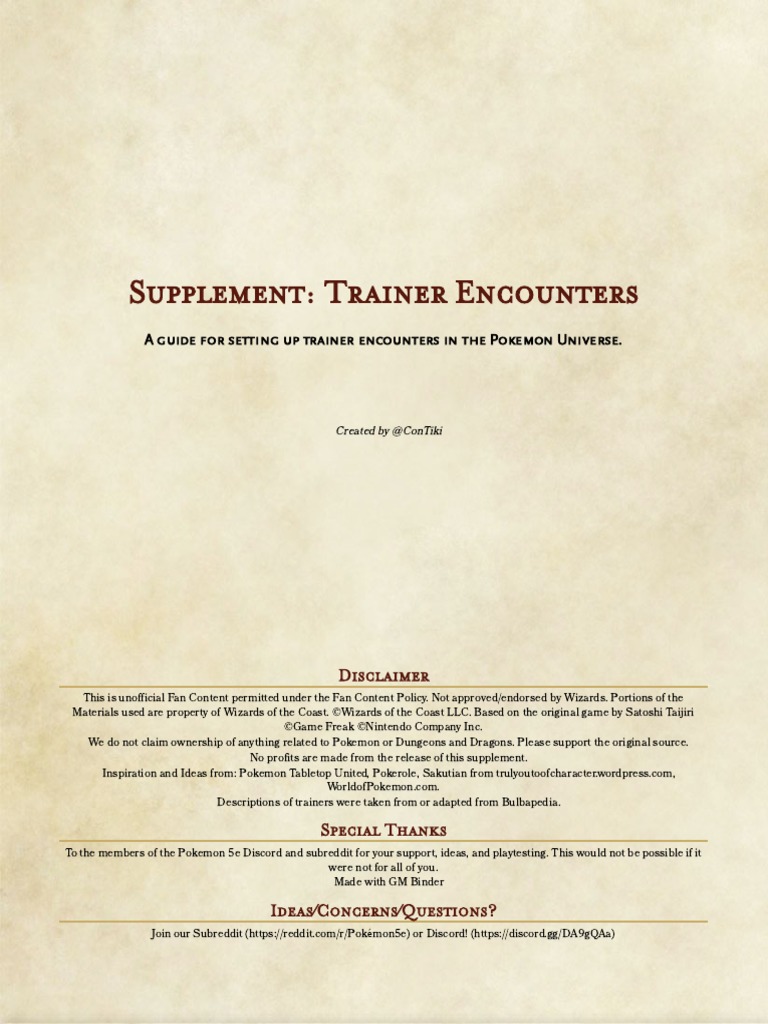 Supplement: Trainer Encounters: A Guide For Setting Up Trainer ...