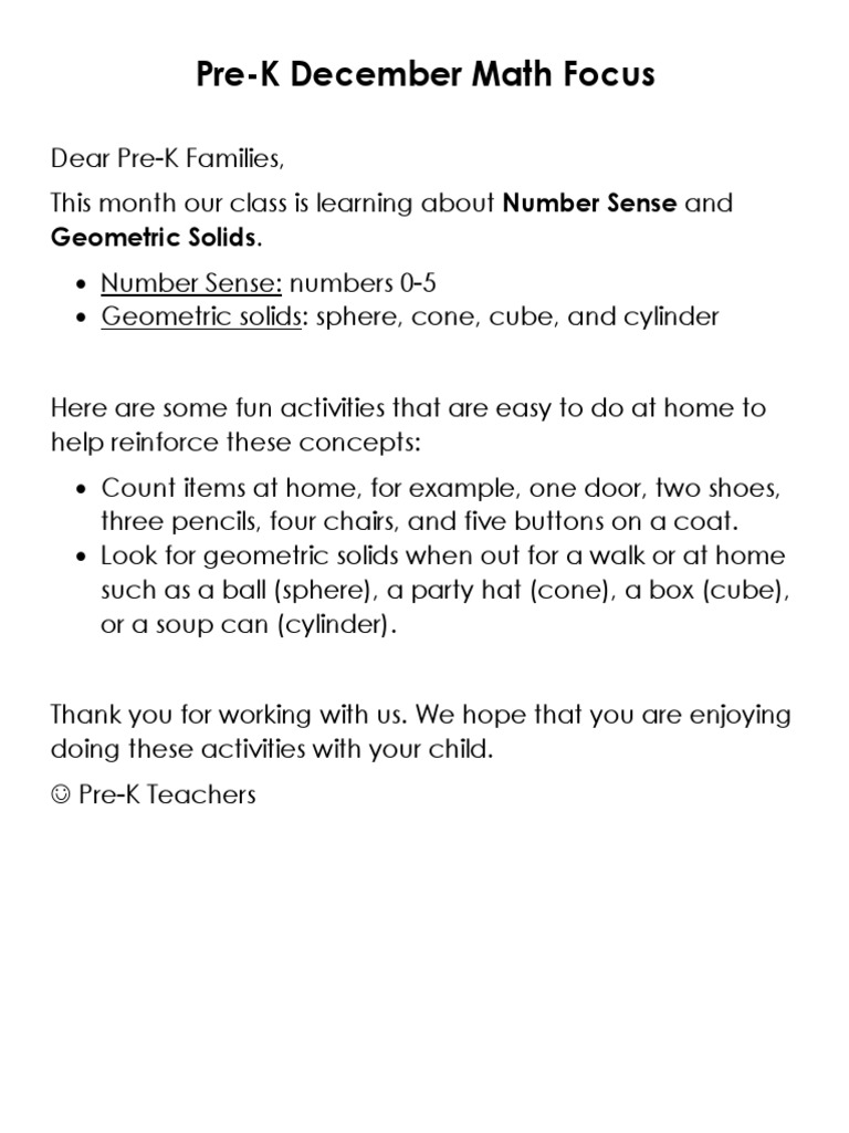 Prek December Math Focus | PDF | Home & Garden