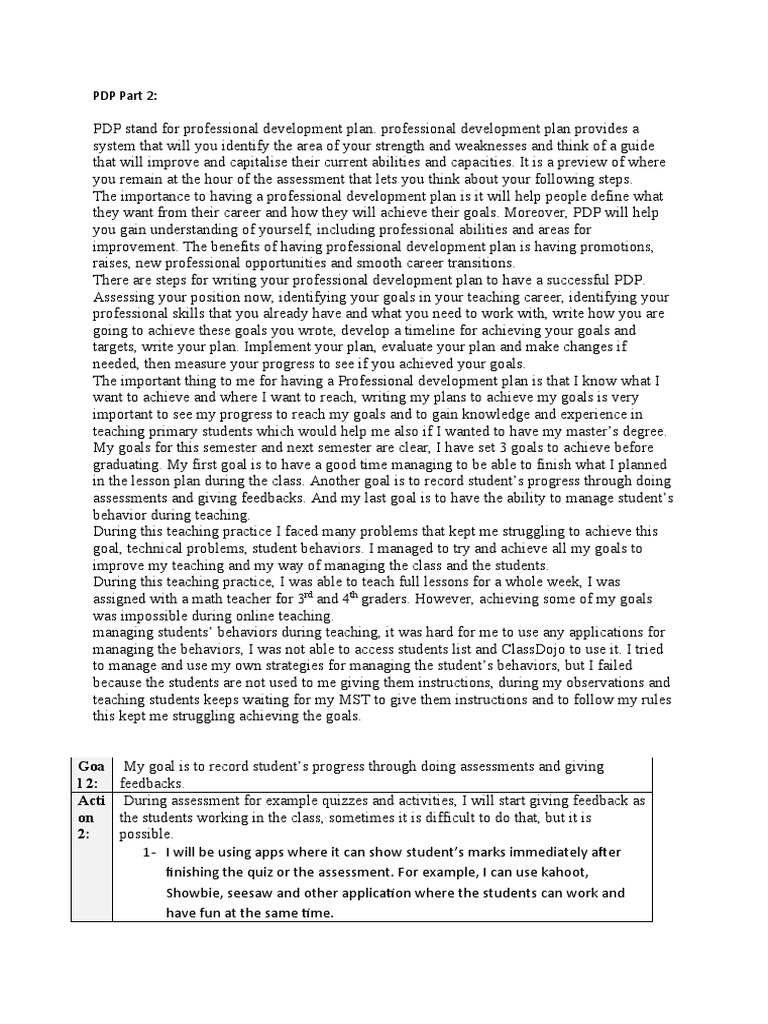 PDP Part 2 | PDF | Goal | Lesson Plan