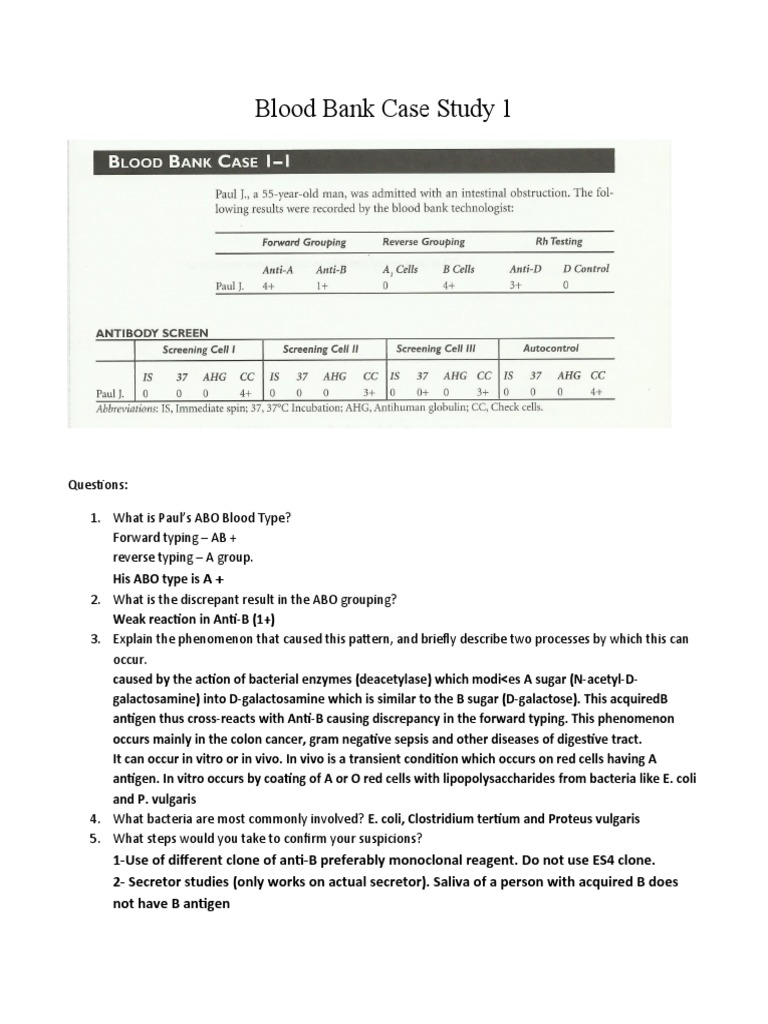 Blood Bank Case Study 1 | PDF