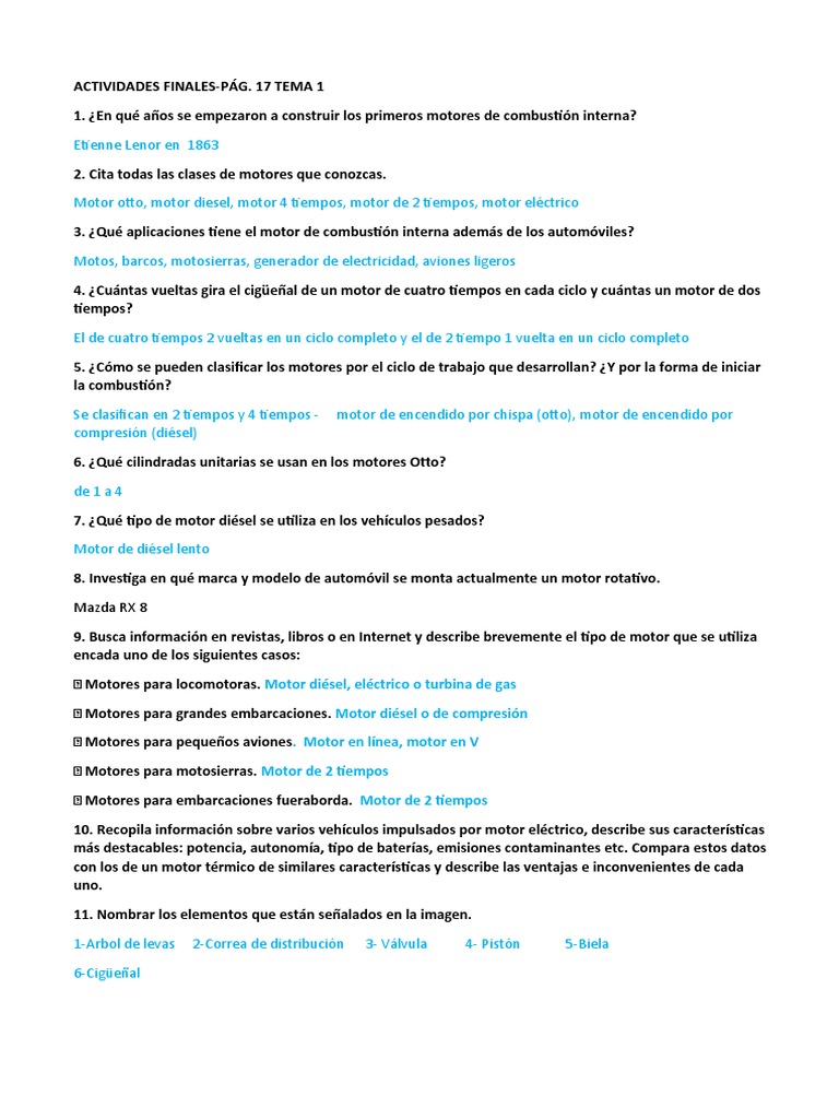 ACTIVIDADES FINALES TEMA 1 Motores | PDF