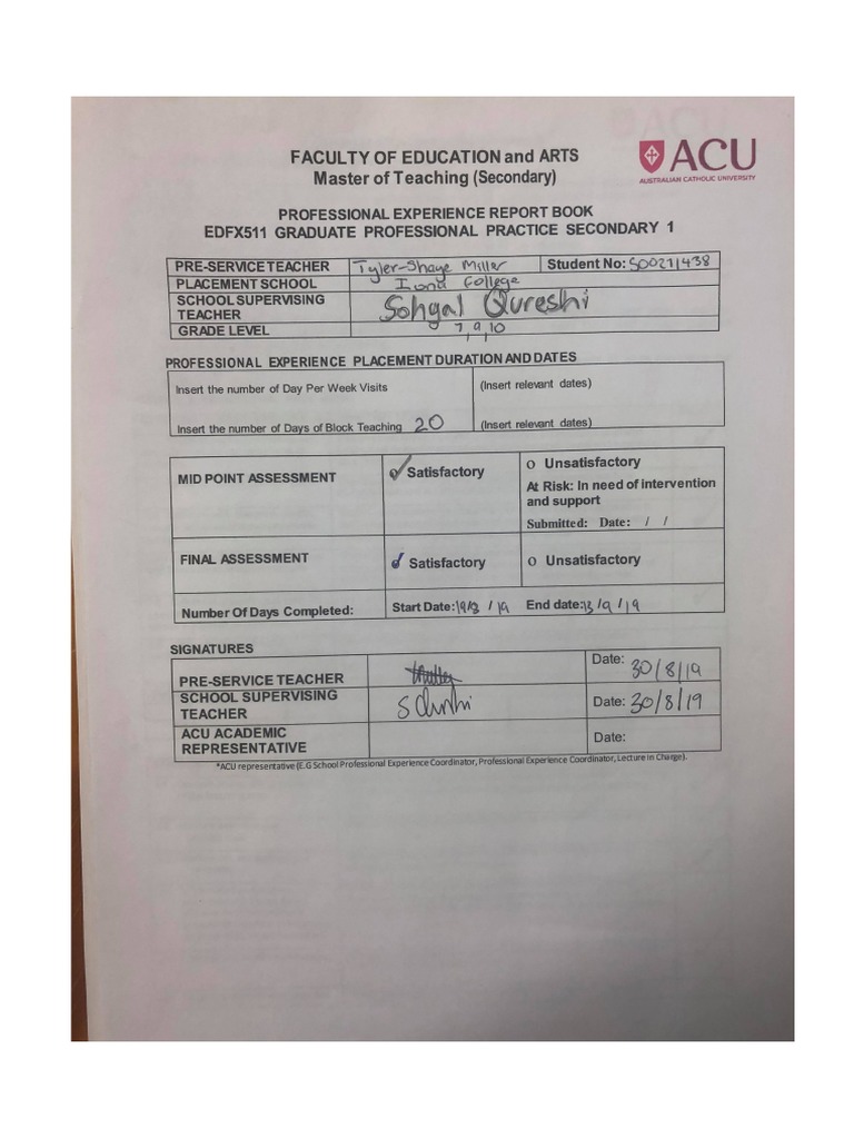 Acu Final Placement Report 2019 | PDF Acu Final Placement Report 2019 | PDF