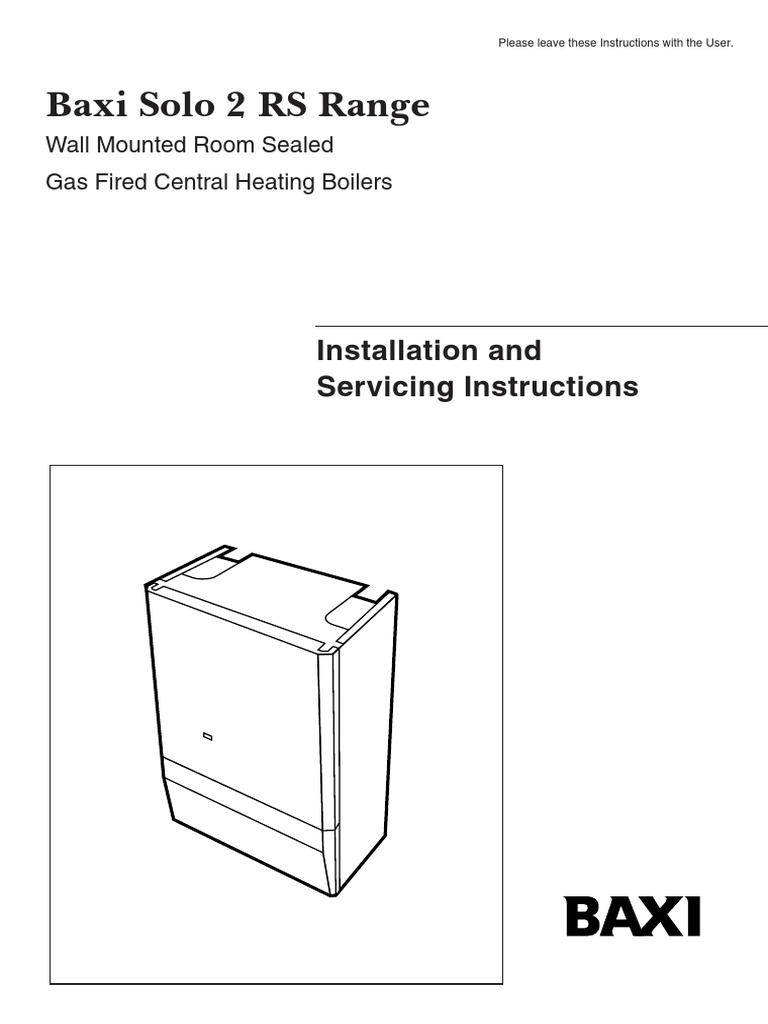 Baxi Solo 2 RS Installation Manual | PDF | Water Heating | Valve