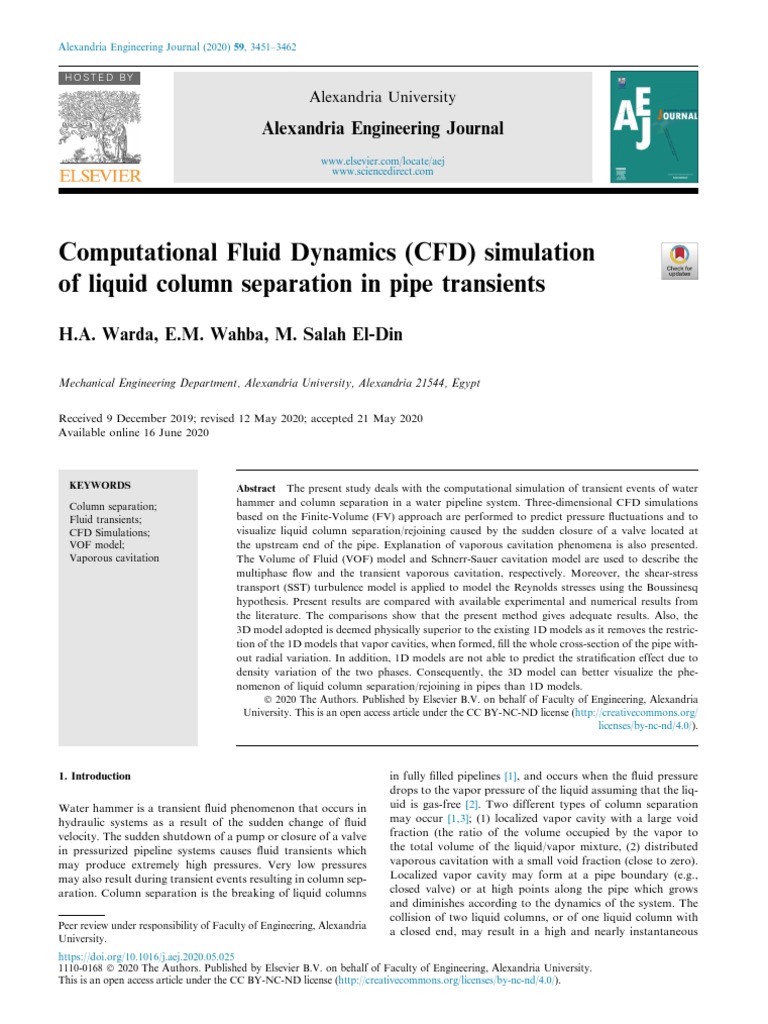 Computational Fluid Dynamics (CFD) Simulation of Liquid Column ...