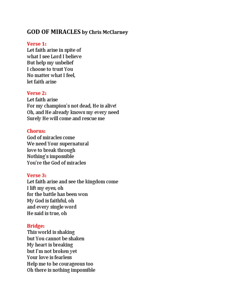 GOD OF MIRACLES by Chris McClarney | PDF | Lifestyle