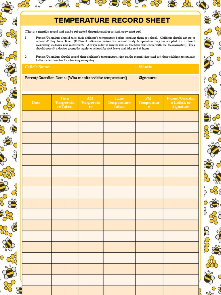 Temperature Record Sheet | PDF