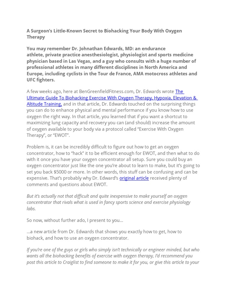 The Ultimate Guide To Biohacking Exercise With Oxygen Therapy, Hypoxia ...