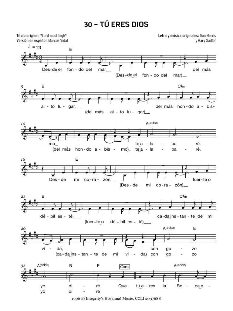 030 - Tu Eres Dios Partitura PDF | PDF