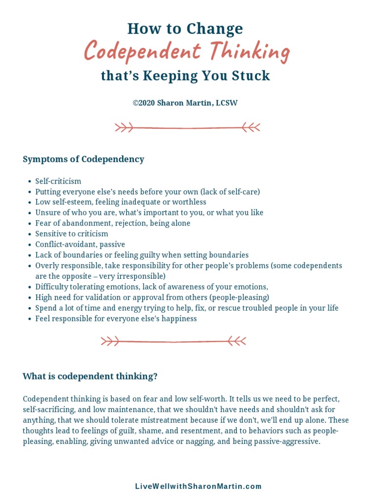 Codependent Thinking: How To Change | PDF | Self Esteem | Thought