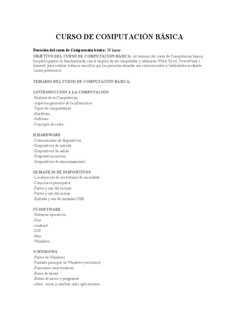 Curso de Computación Básica | PDF