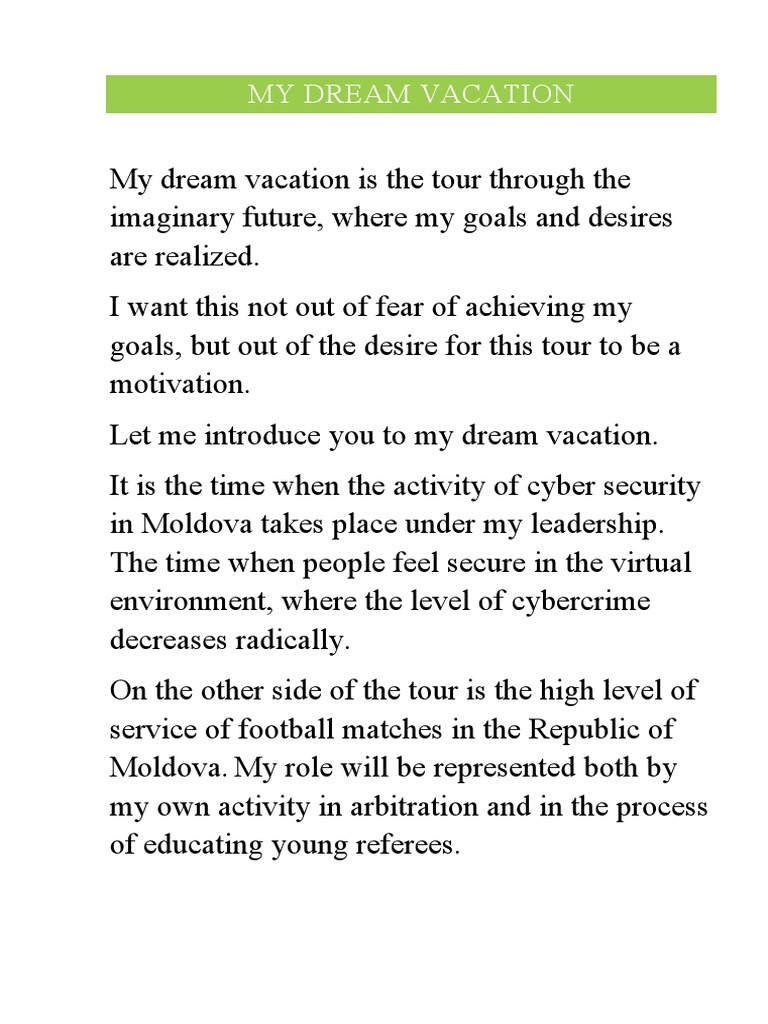 My Dream Vacation | PDF