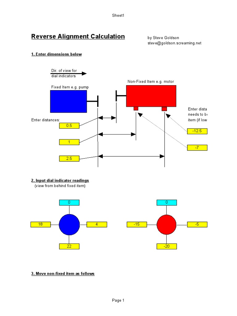 Reverse Alignment Calculation: 1. Enter Dimensions Below | PDF ...