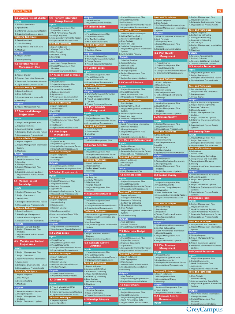 A Guide to Key Project Management Processes, Inputs, Tools, Techniques ...