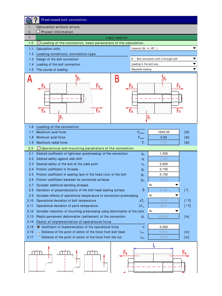 Prestressed Bolt Connection: Imperial (LBF, In, HP .) | PDF | Nut ...