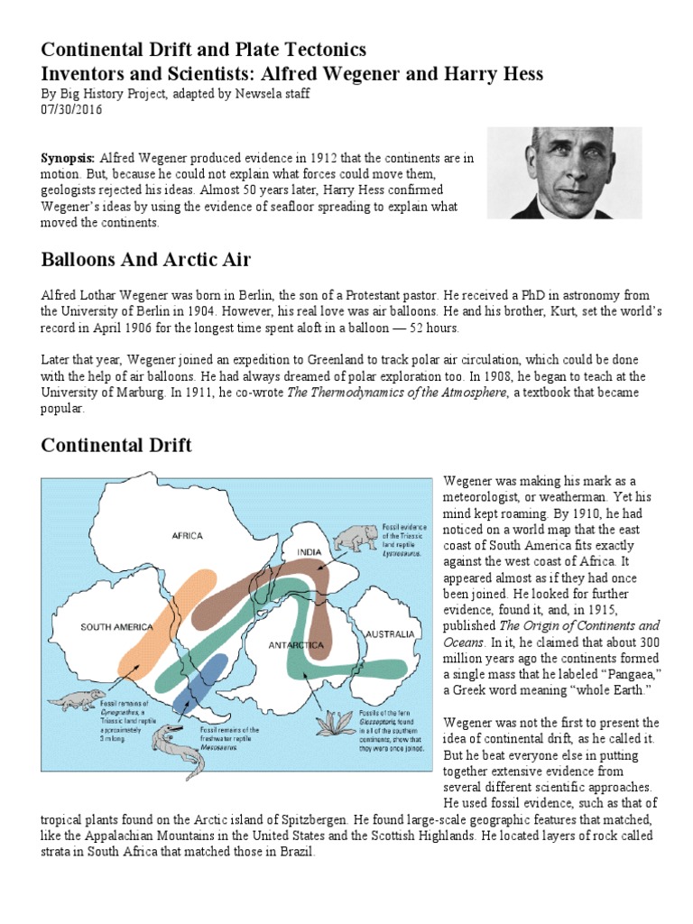 Continental Drift and Plate Tectonics Inventors and Scientists: Alfred ...