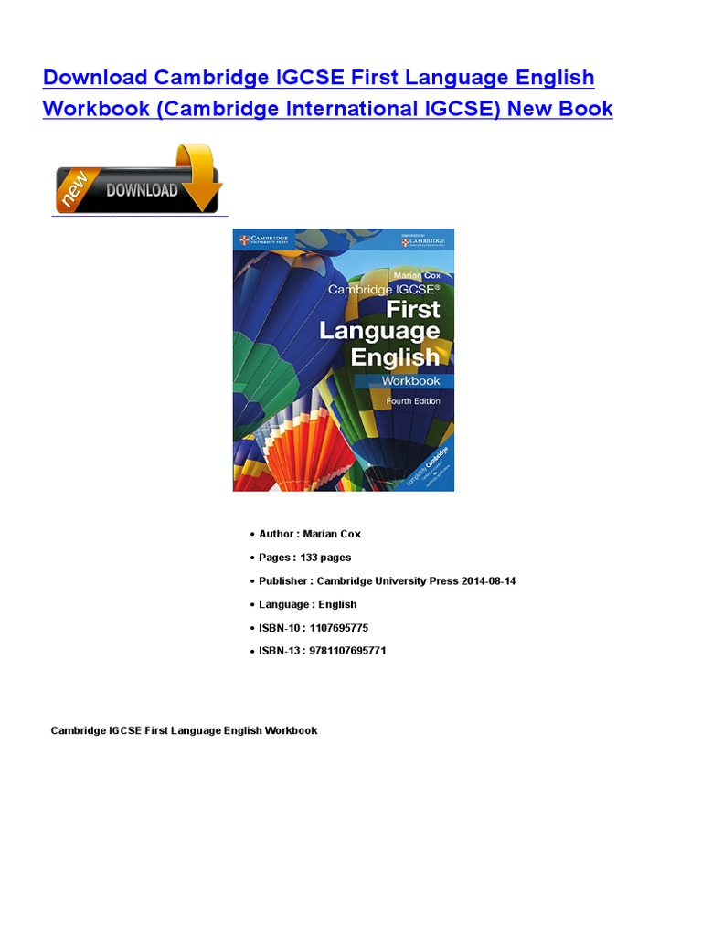 Cambridge IGCSE First Language English Workbook (Cambridge ...