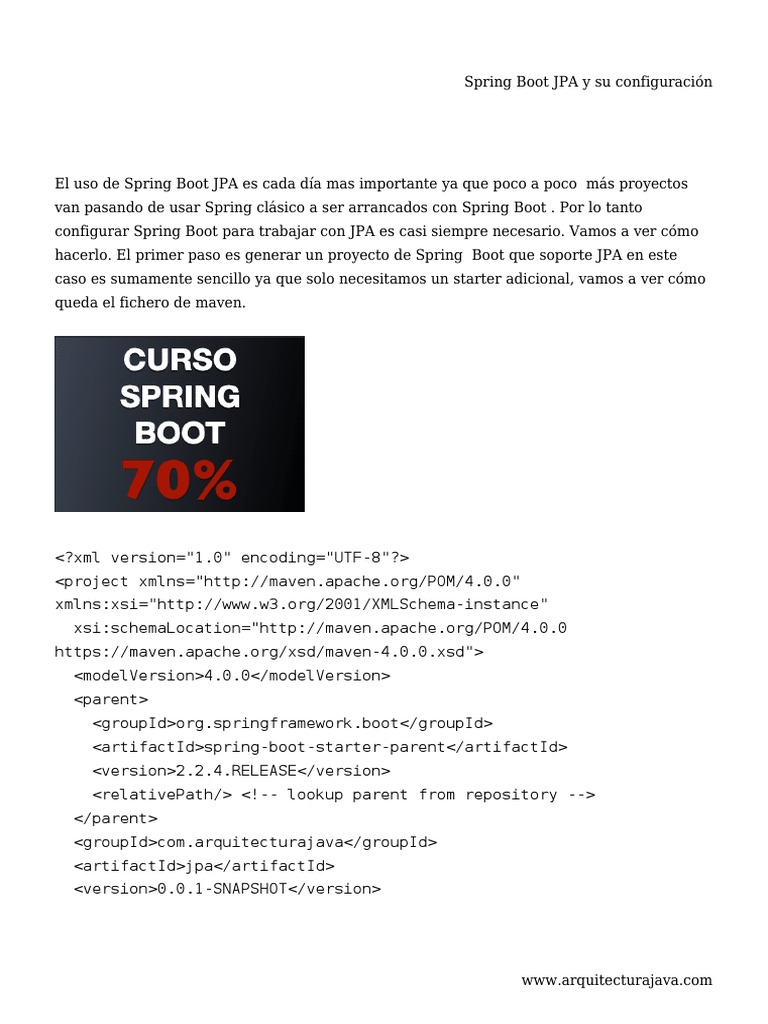Spring Boot JPA y su configuración | PDF | Gestión de datos | Gestión ...