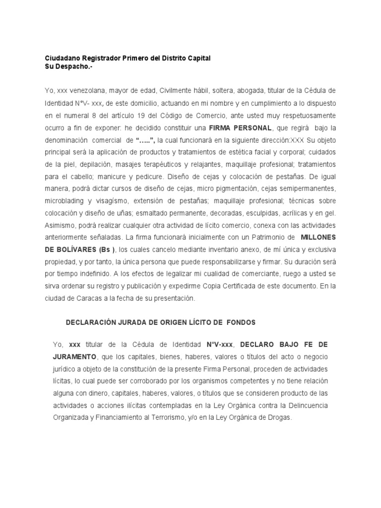 Registro de Firma Personal para Spa | PDF