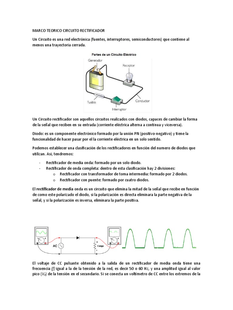 Marco Teorico Circuito Rectificador | PDF | Rectificador | Diodo