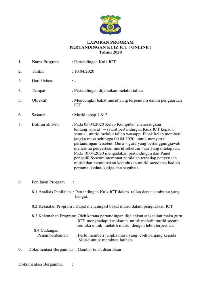 LAPORAN PROGRAM Kuiz Ict | PDF