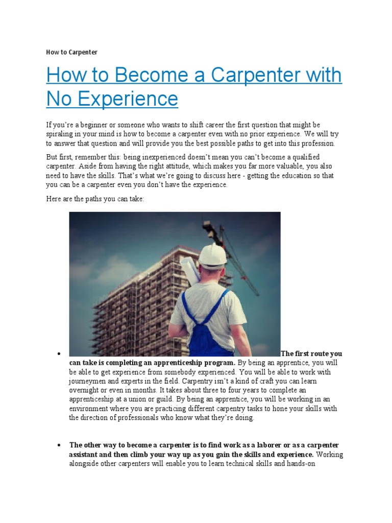 How To Become A Carpenter With No Experience | PDF | Carpentry ...