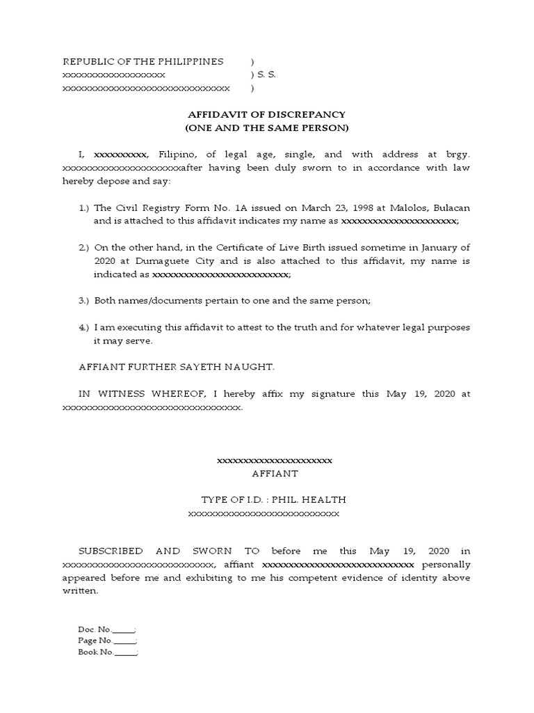 Affidavit of Discrepancy of Name | PDF