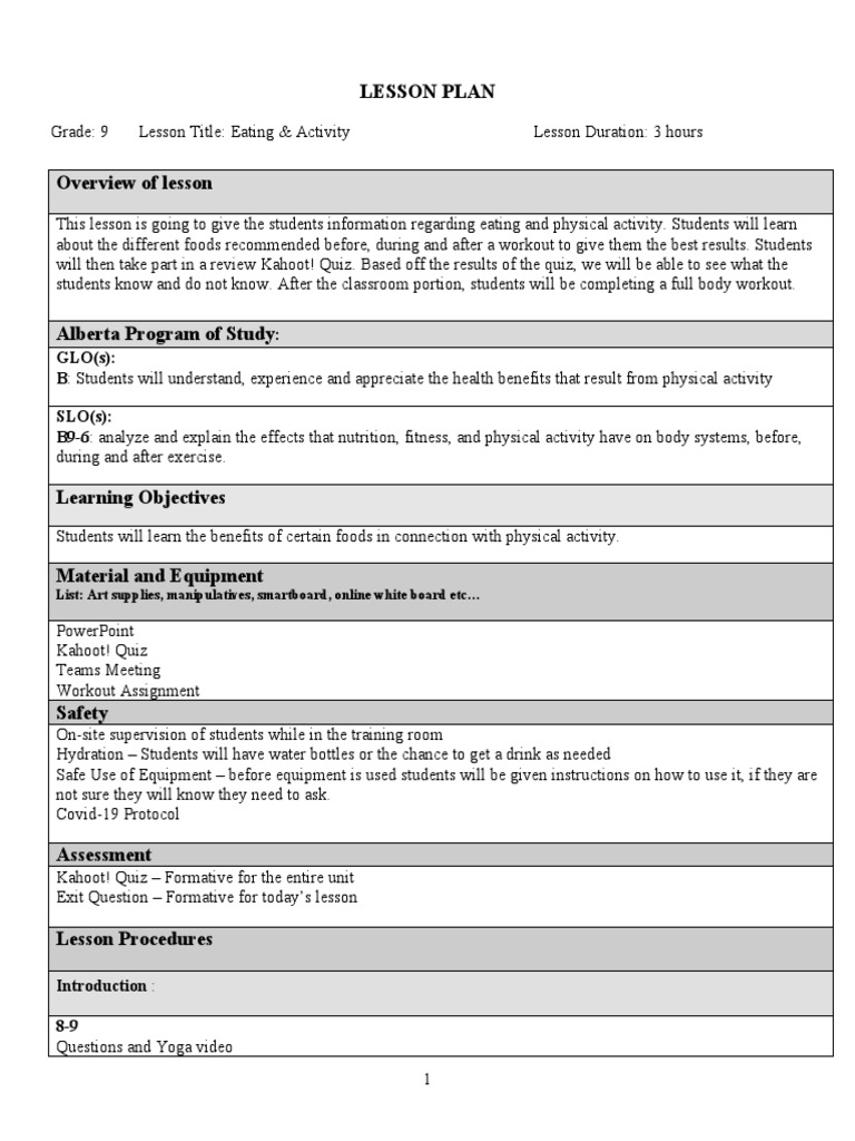 Lesson Plan: List: Art Supplies, Manipulatives, Smartboard, Online ...