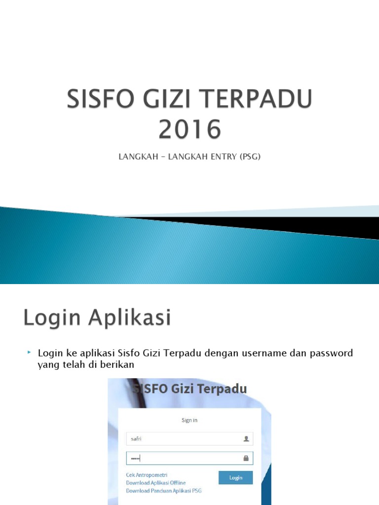 SISFO GIZI TERPADU 2016 (Entry Data PSG) | PDF | Pengelolaan Keuangan & Uang