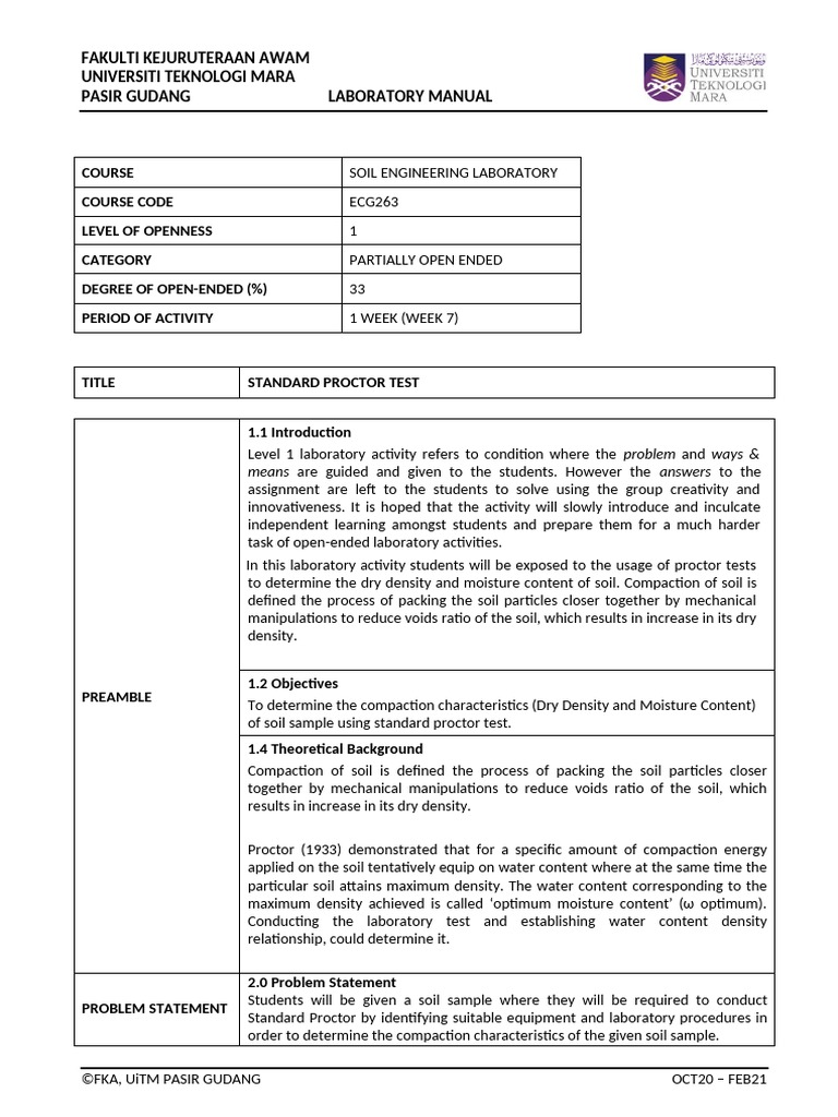 ECG263 Lab 6 (STANDARD PROCTOR TEST) | PDF | Nature