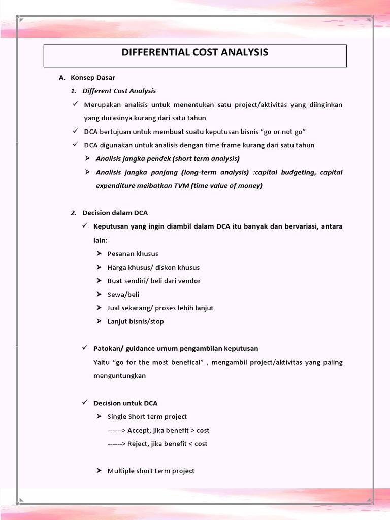 Differential Cost Analysis | PDF