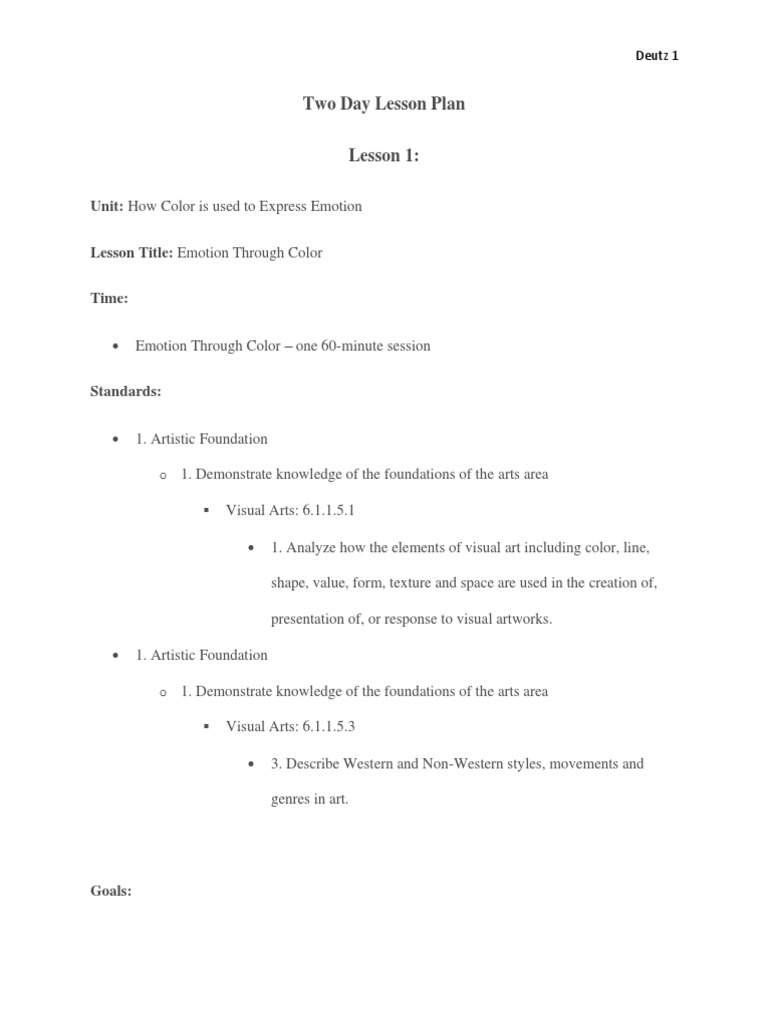 Emotion and Color in Art Lesson Plan | PDF | Emotions | Color