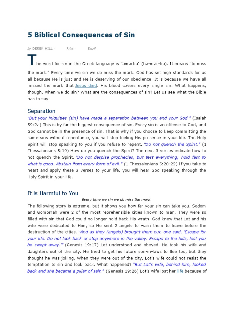 5 Biblical Consequences of Sin: Separation | PDF | Repentance | Sodom ...